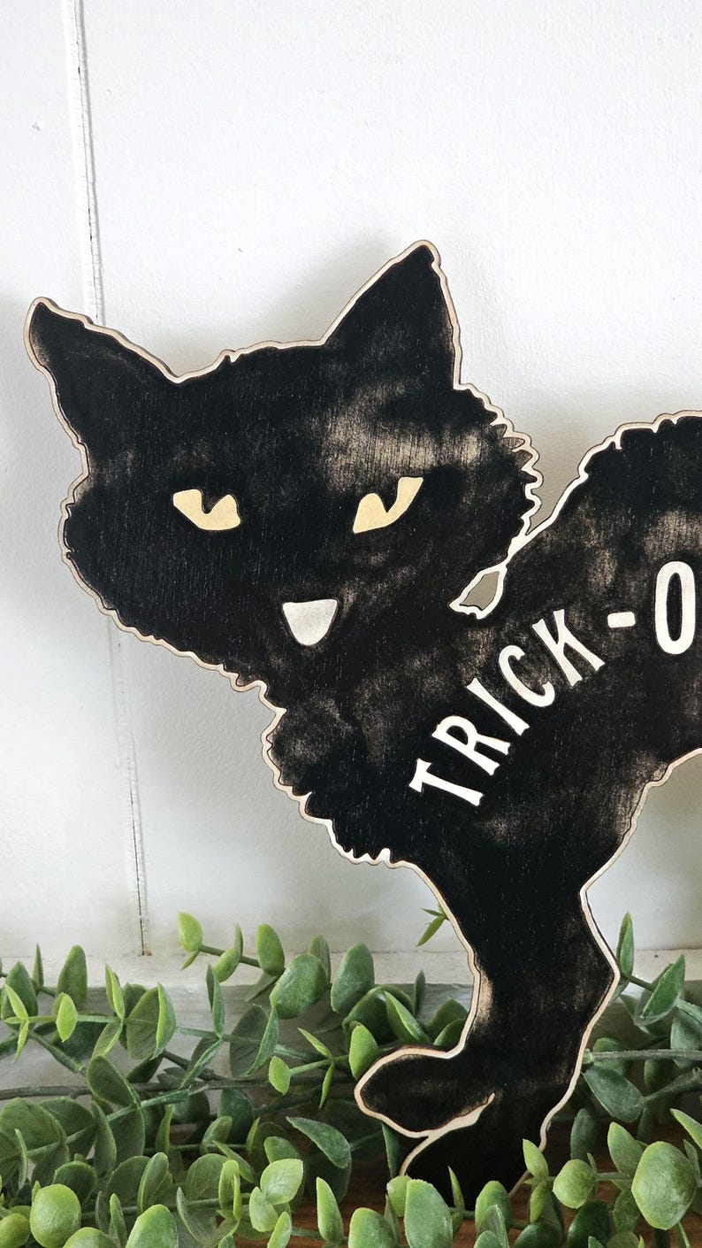 Vintage Halloween Black Cat Sign: Spooky Retro Fall Decor - Etsy