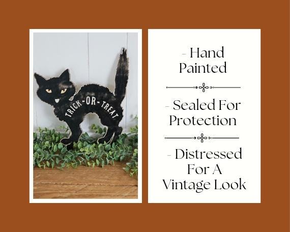 Vintage Halloween Black Cat Sign: Spooky Retro Fall Decor - Etsy