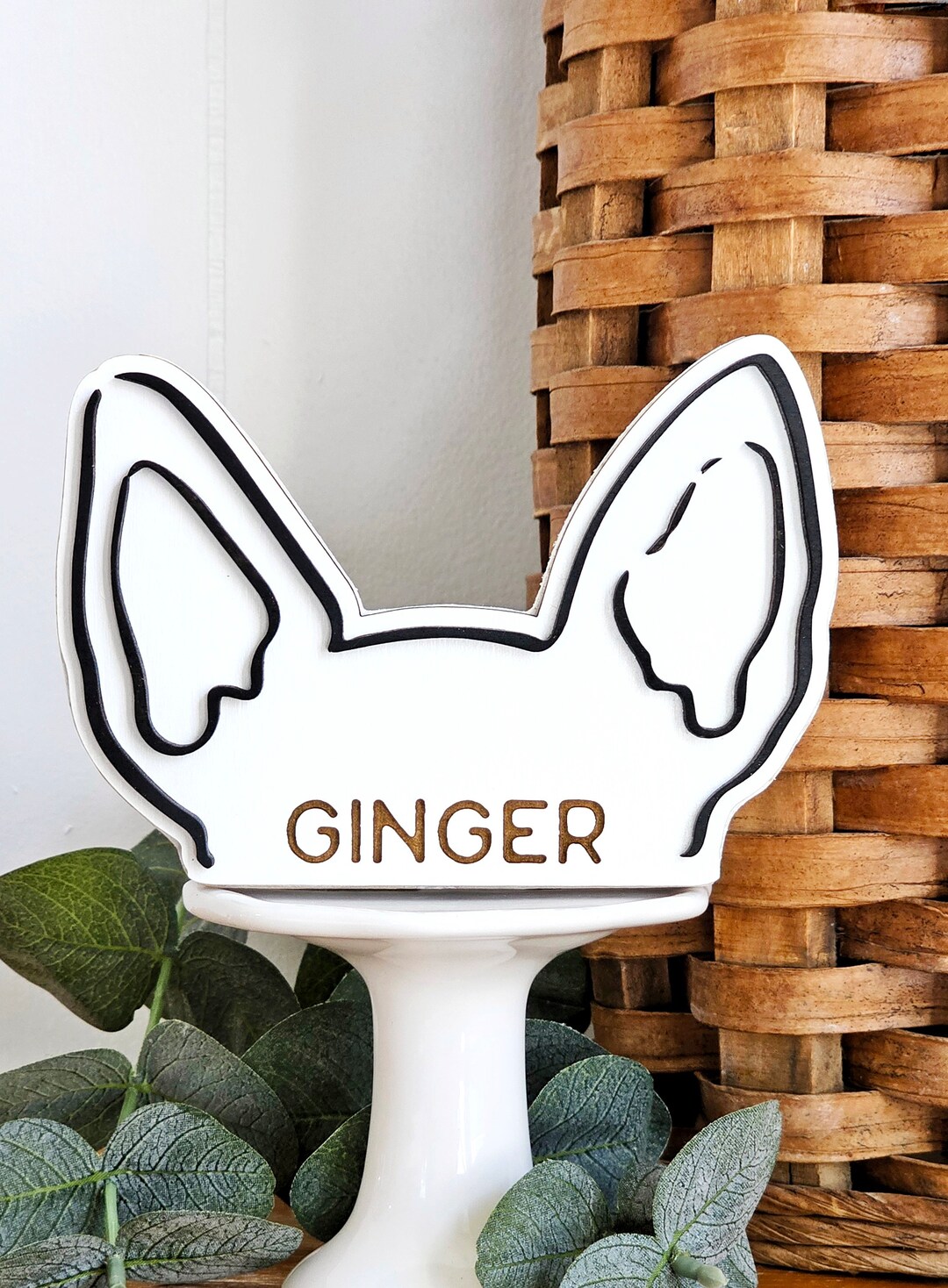 Custom Dog Ear Art | Custom Dog Ear Line Art Sign | Pet Memorial | Dog ...
