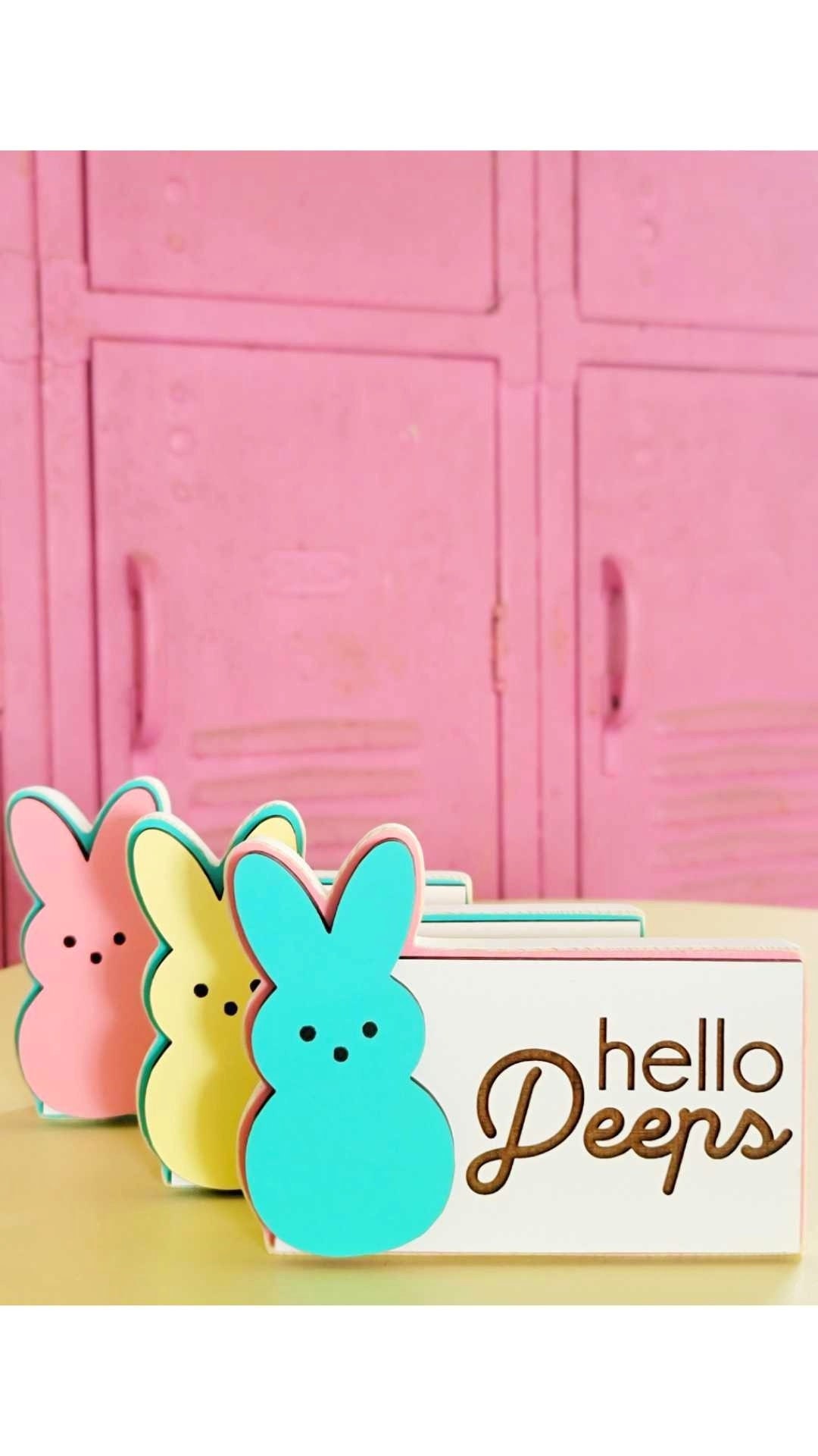 Peeps Sign Tiered Tray Sign Easter Decor Spring Sign Mantel Decor ...