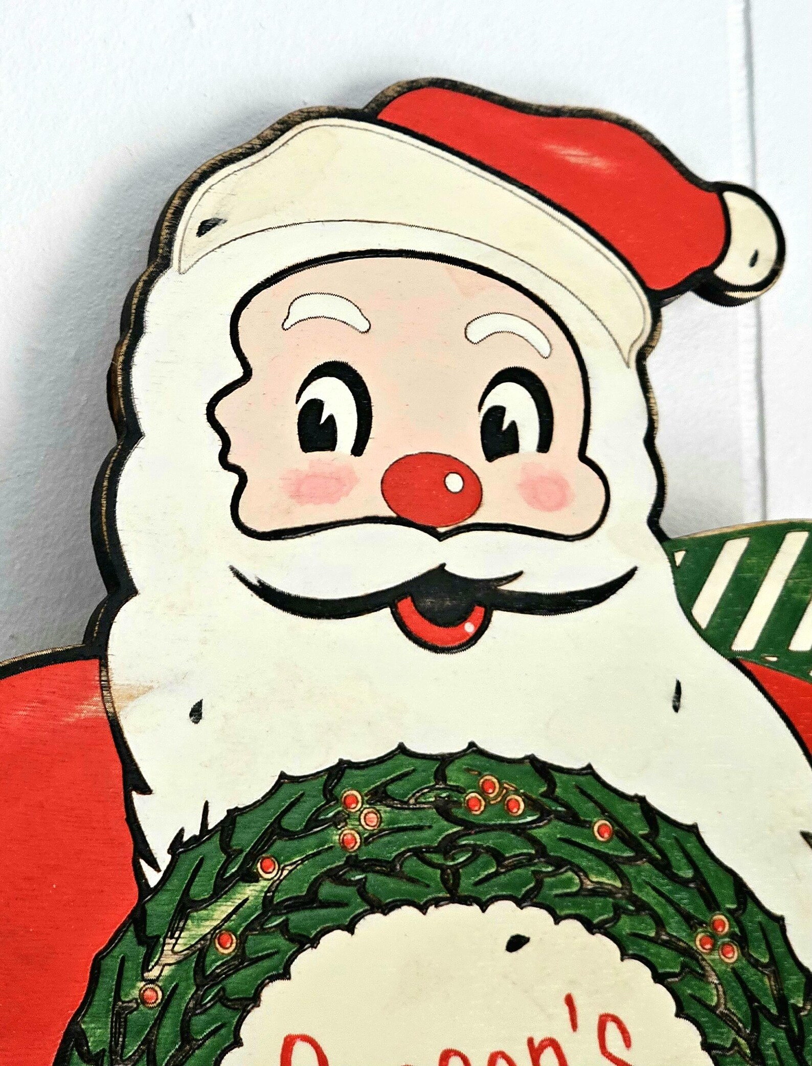 Vintage Santa Christmas Sign: Hand Painted Coffee Bar Decor - Etsy