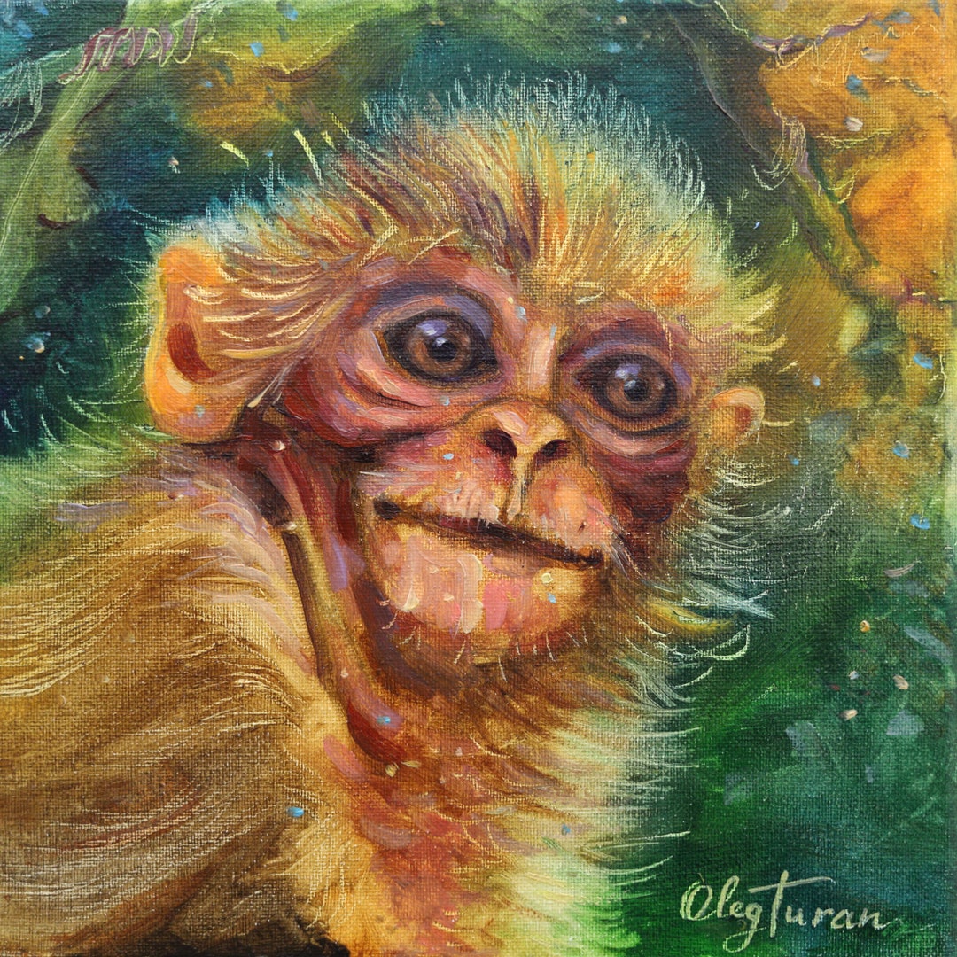 Monkey Portrait Art Print Monkey Wall Art Pet Portrait Safari Animal ...
