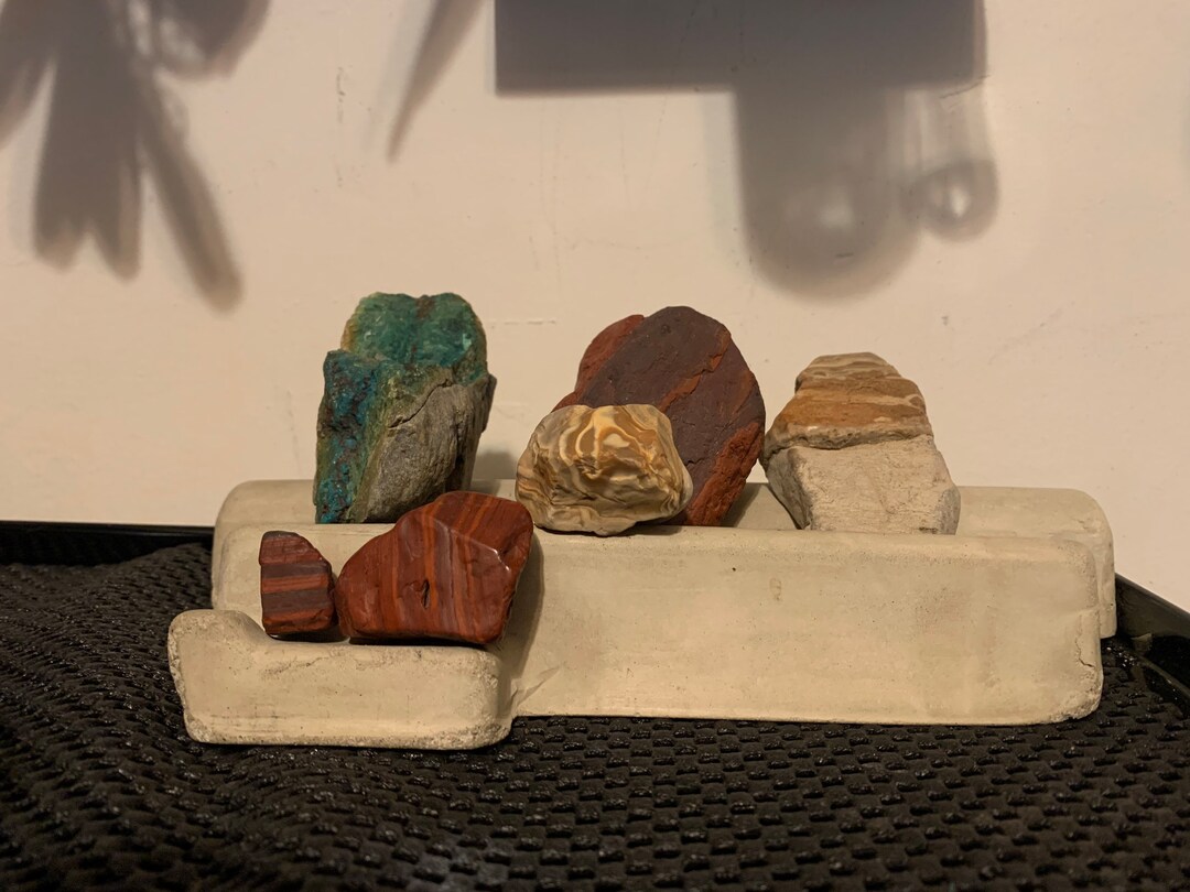 Concrete Rock Display Stand. Business Card Holder / Display. Jewelry ...