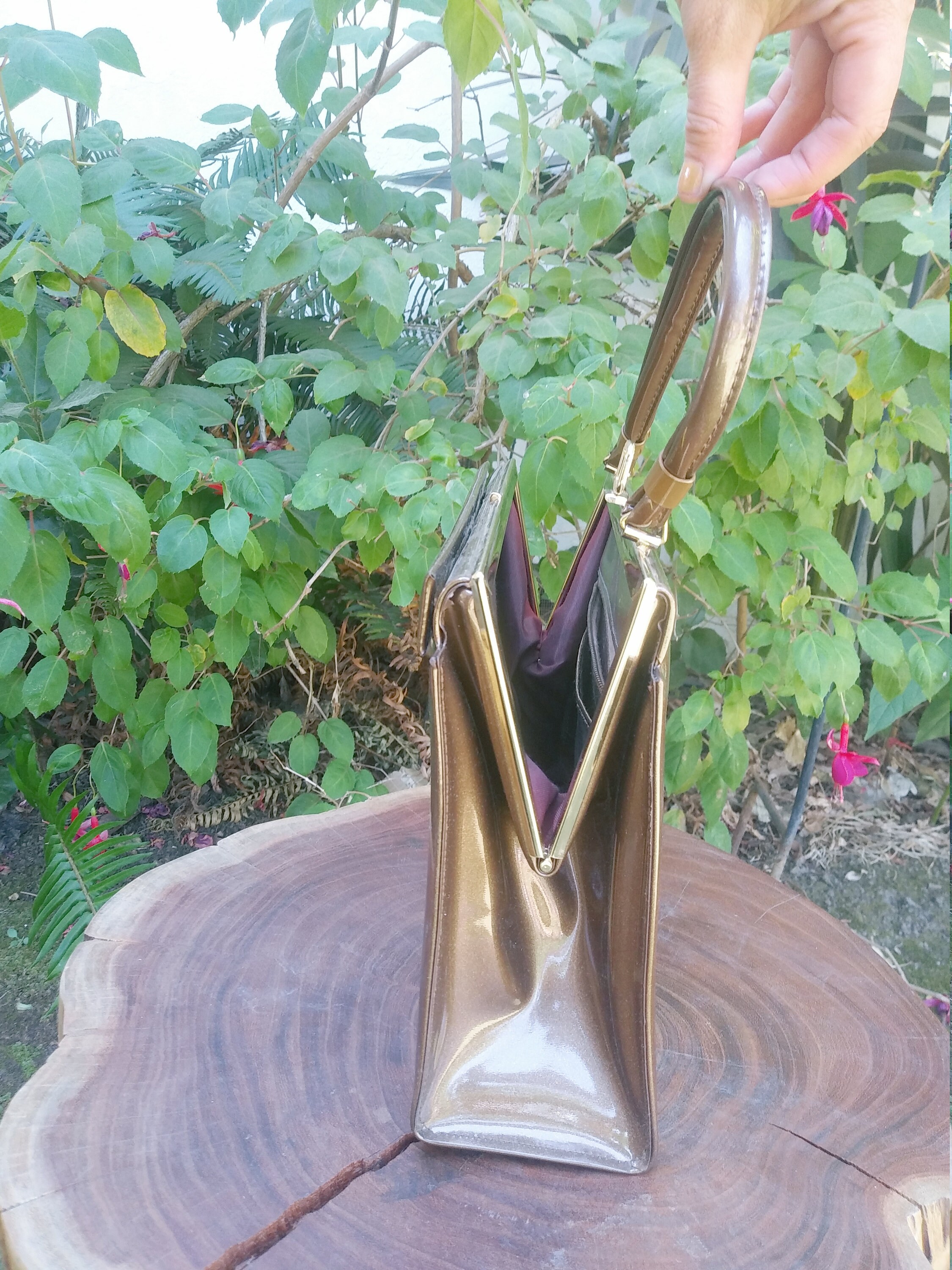 Vintage 1950's Bronze Handbag Purse / bag / structured / | Etsy