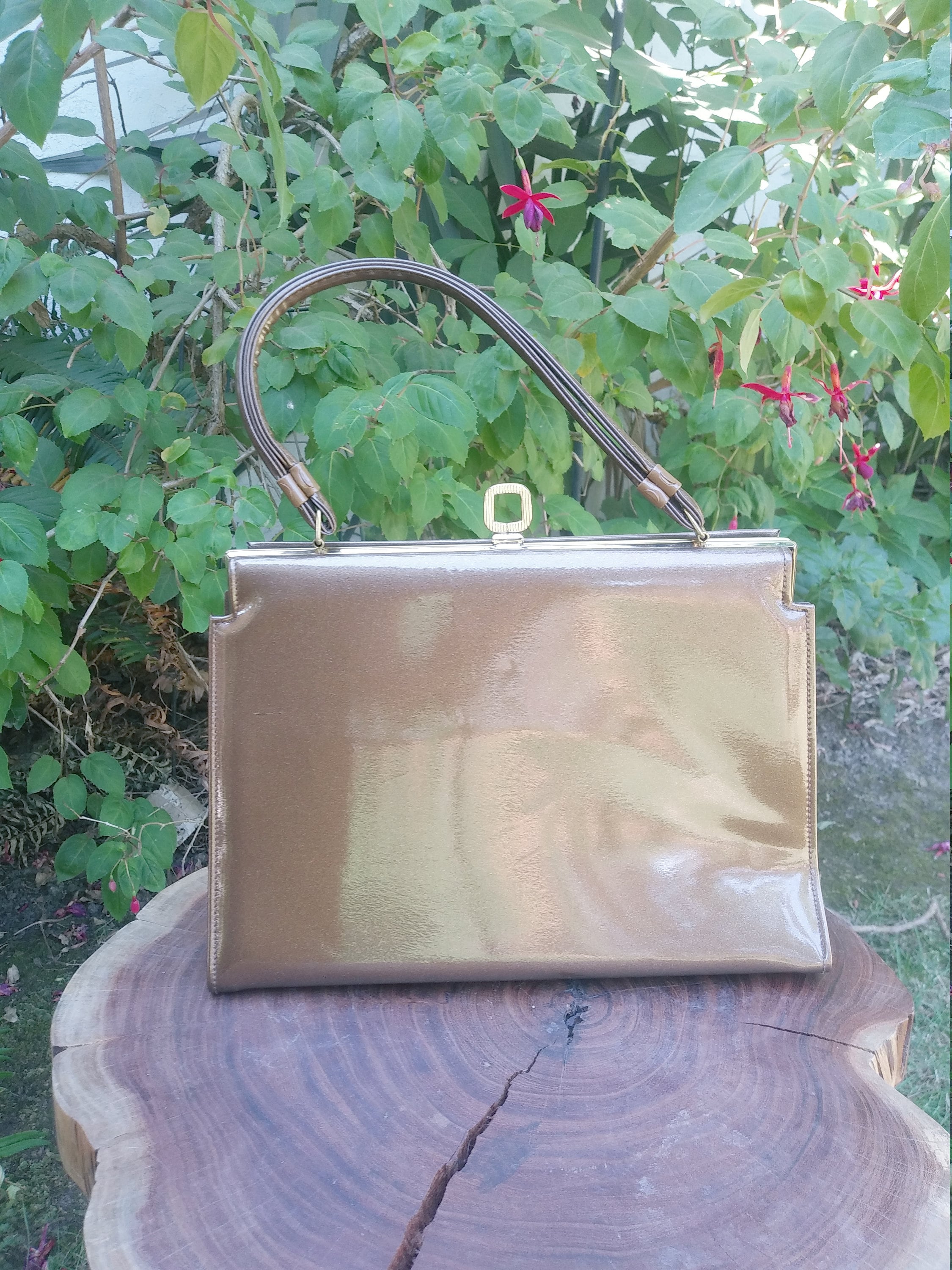 Vintage 1950's Bronze Handbag Purse / bag / structured / | Etsy