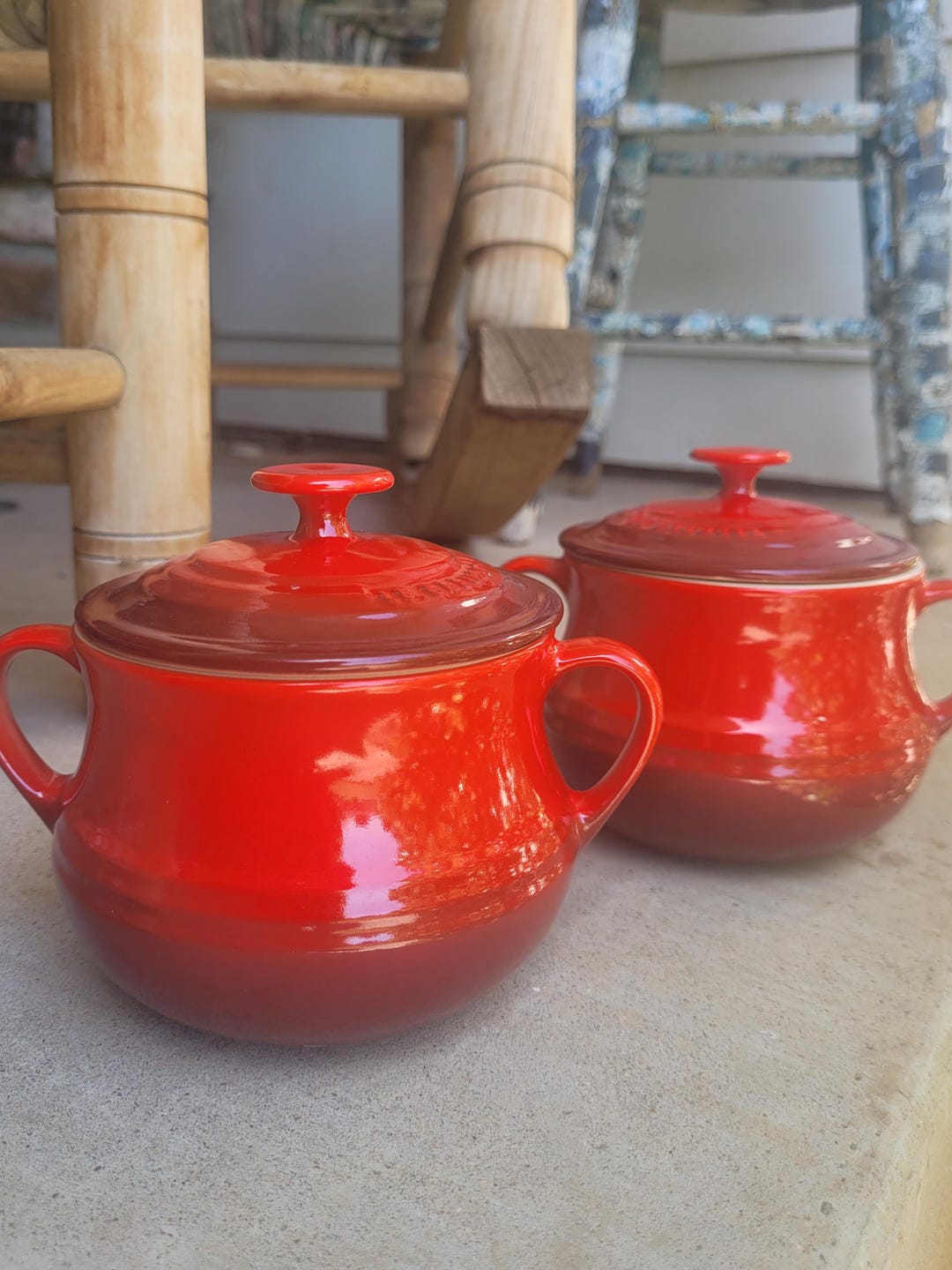 Set of 2 Le Creuset Red Mini Bean Pots - Etsy