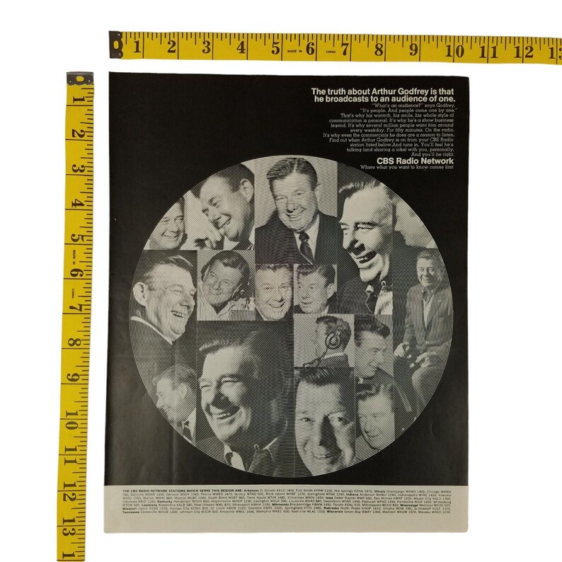 1968 Arthur Godfrey CBS Radio Vintage Print Ad He Broadcasts to ...