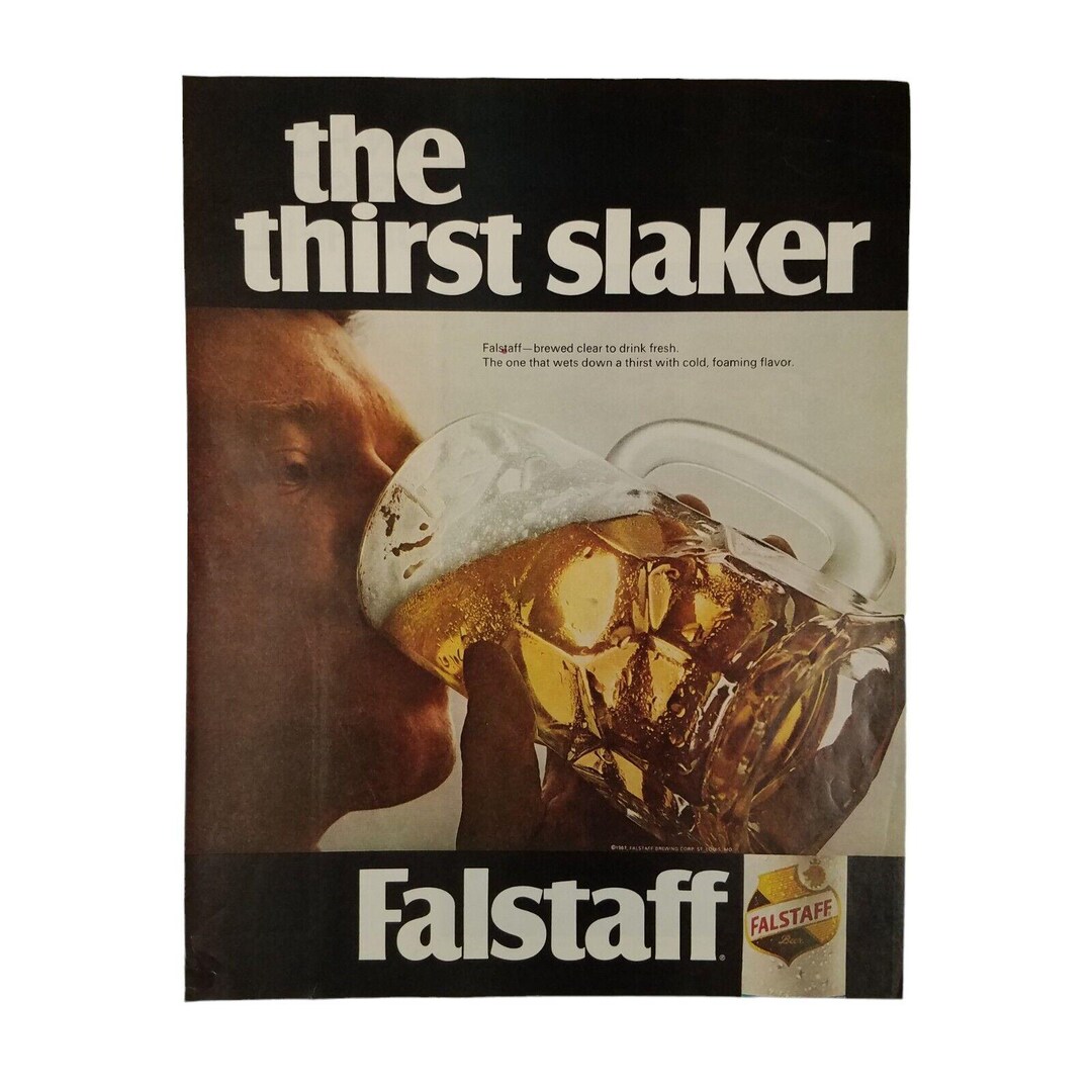 1968 Falstaff Beer Vintage Print Ad the Thirst Slaker Brewed Clear ...