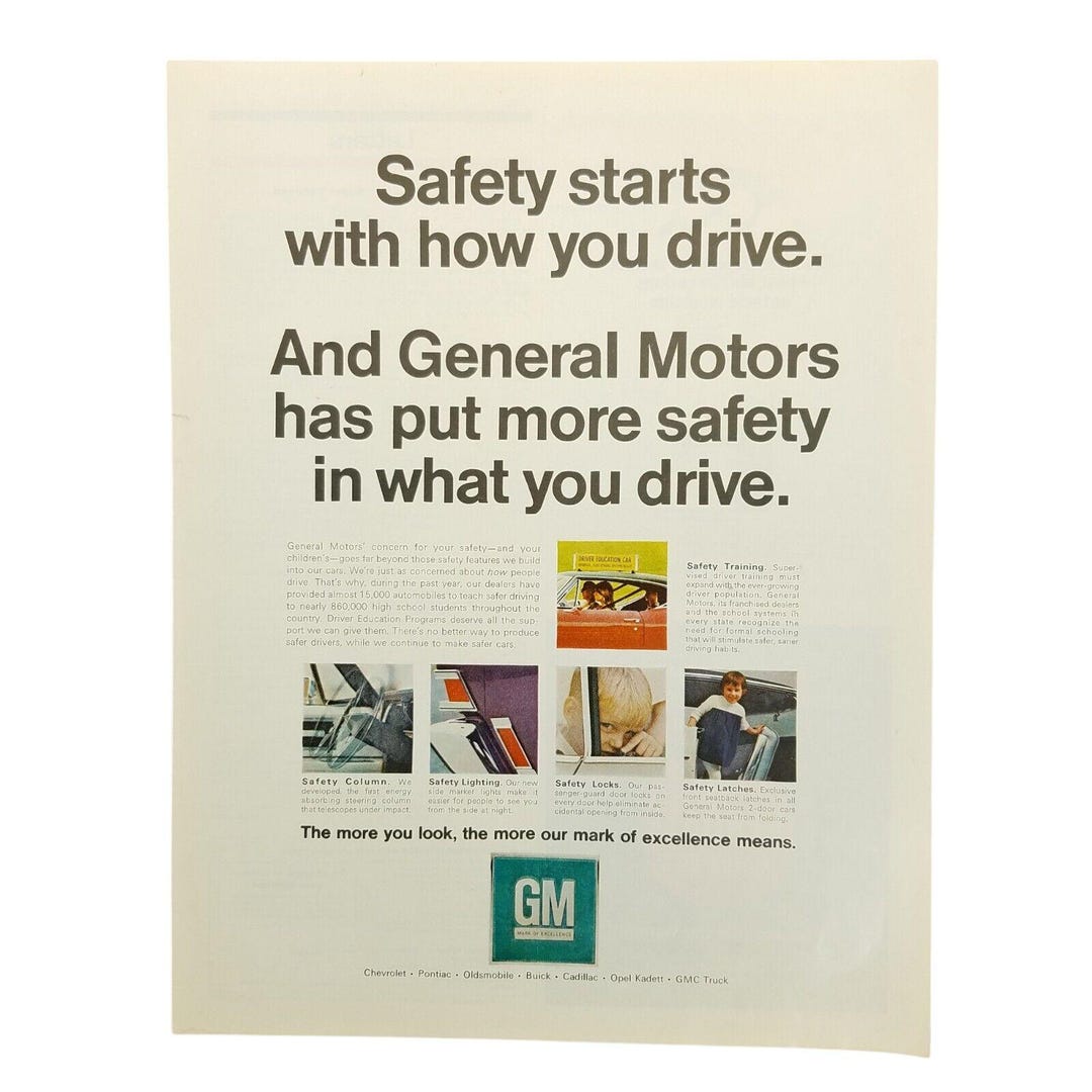1968 GM General Motors Vintage Print Ad Has Put More Safety in What You ...