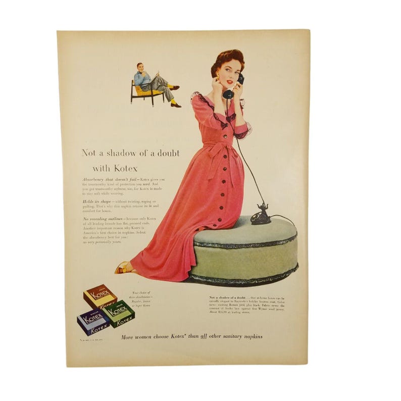 1953 Kotex Sanitary Napkins Vintage Print Ad Not A Shadow of A Doubt - Etsy