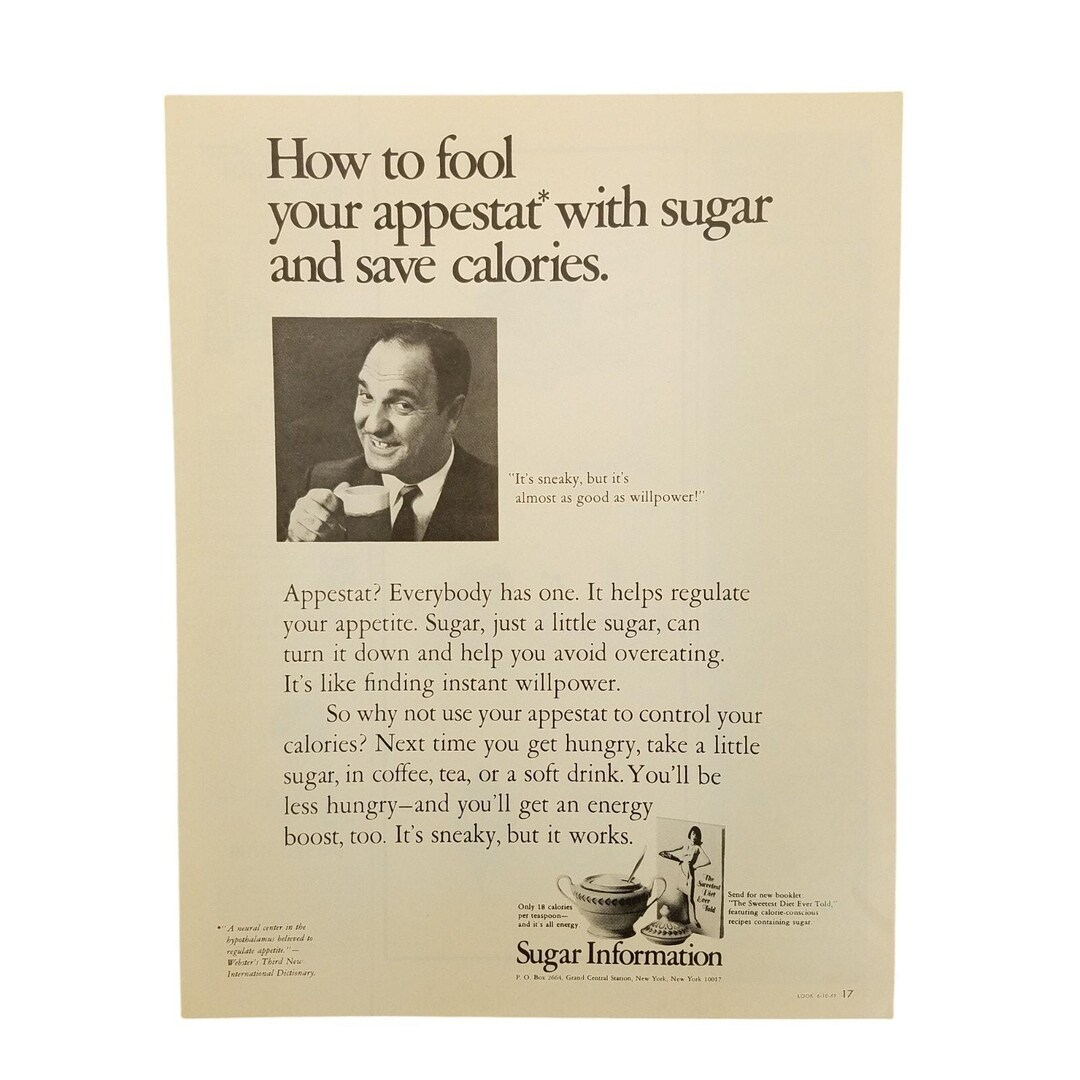 1969 Sugar Information Vintage Print Ad How to Fool Your Appestat - Etsy