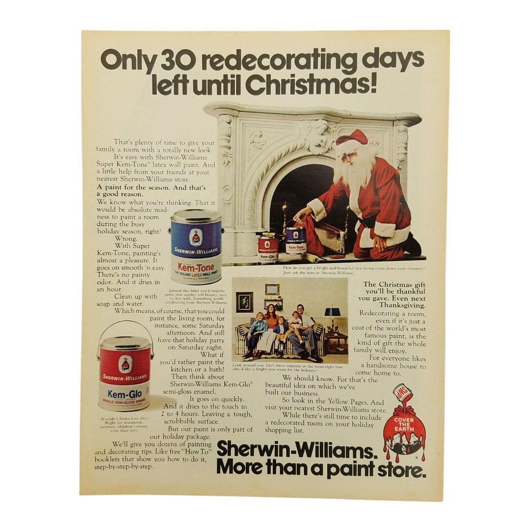 1971 Sherwin Williams Vintage Print Ad More Than A Paint Store Santa ...