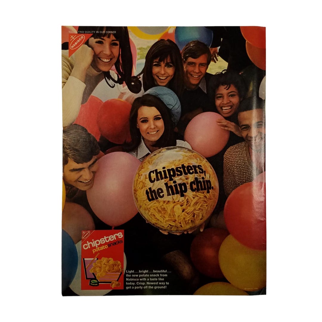 1968 Nabisco Chipsters Vintage Print Ad Potato Snacks the Hip Chip - Etsy