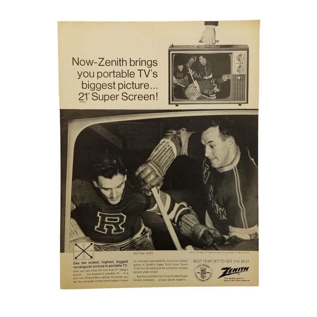 1968 Zenith Vintage Print Ad Brings You Portable Tvs Biggest Picture ...