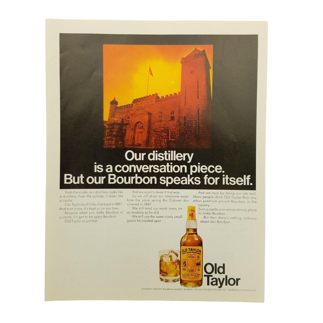 1967 Old Taylor Bourbon Vintage Print Ad Distillery is A Conversation ...