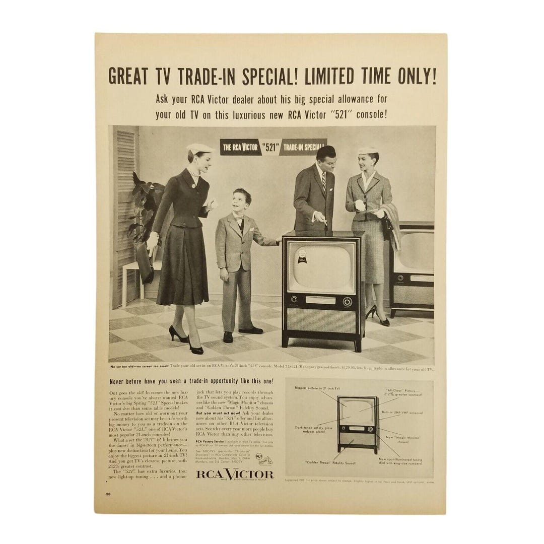1955 RCA Victor Television Vintage Print Ad 521 Console Ask Your Dealer ...