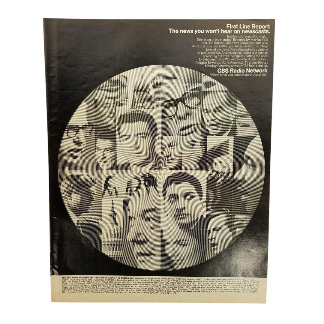 1968 CBS Radio Network Vintage Print Ad First Line Report Marvin Kalb ...