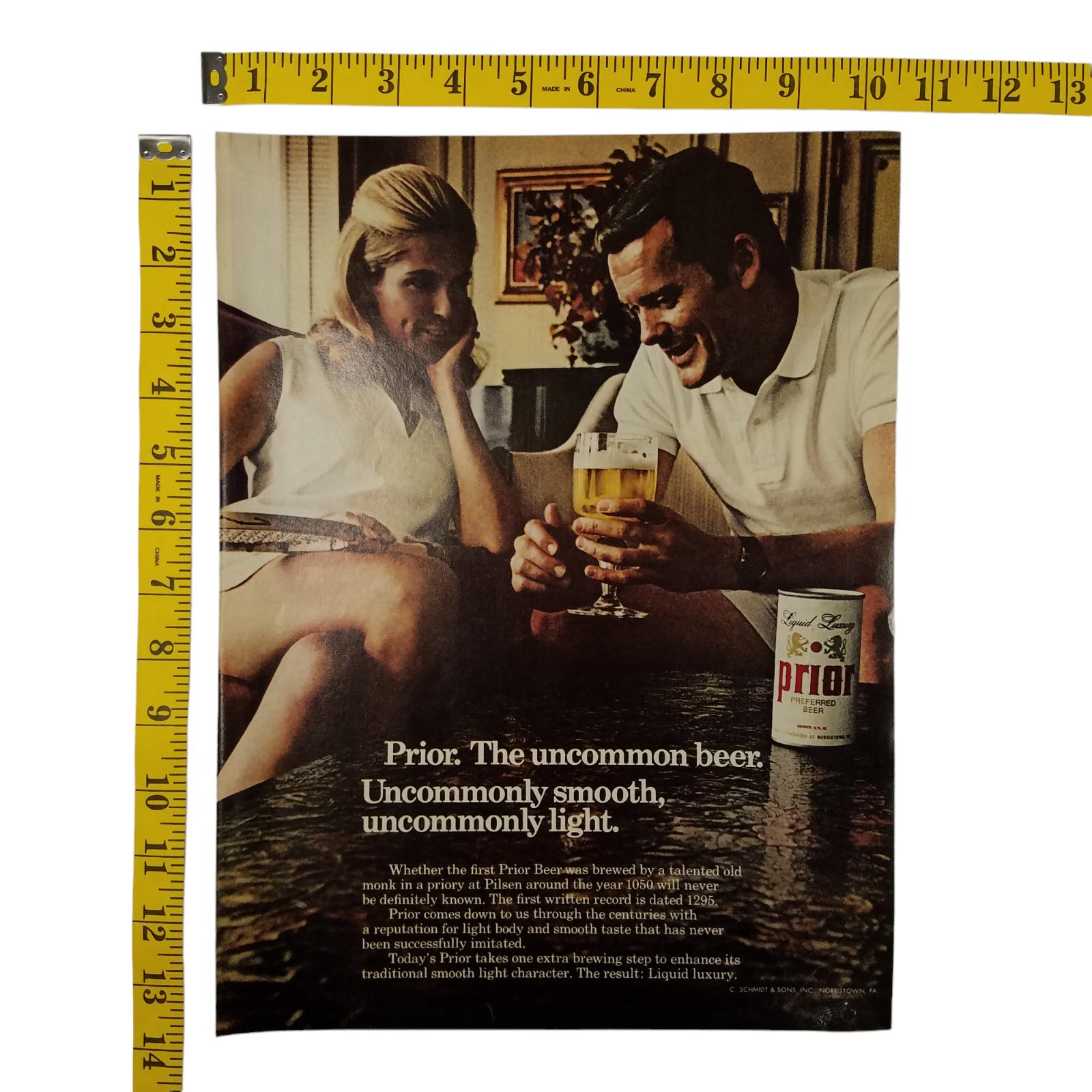 1968 Prior Beer Vintage Print Ad the Uncommon Beer Uncommonly Smooth ...