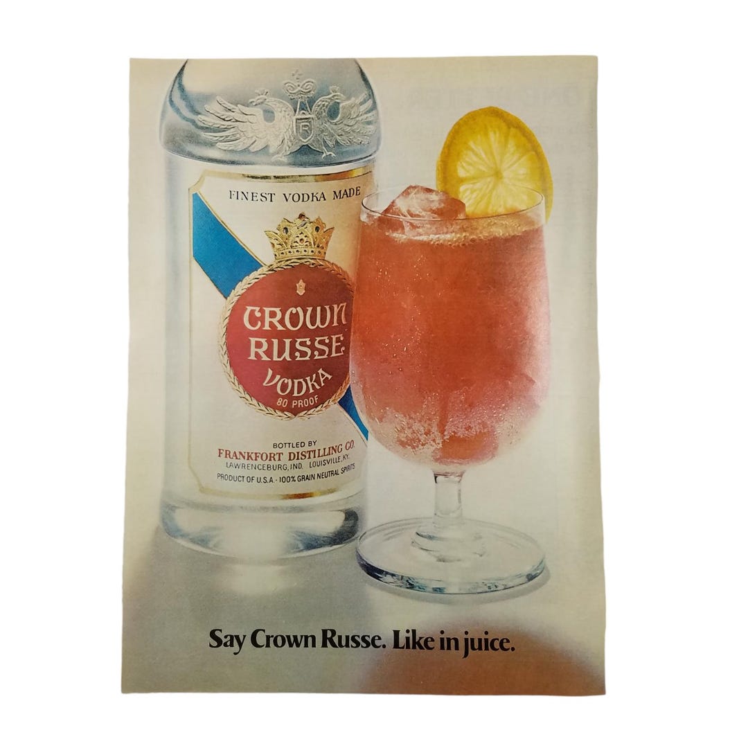 1968 Crown Russe Vodka Vintage Print Ad Like in Juice Finest Vodka Made ...