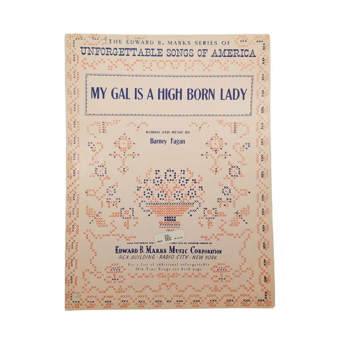 My Gal is A High Born Lady Vintage Sheet Music Barney Fagan 1940 - Etsy