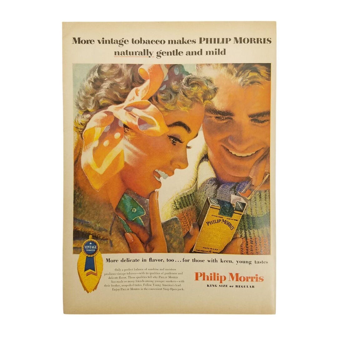 1955 Philip Morris Cigarettes Vintage Print Ad Mor Vintage Tobacco ...