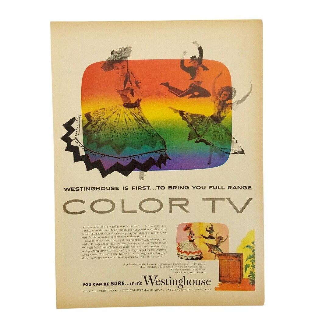 1954 Westinghouse Color TV Vintage Print Ad First to Bring You Full ...