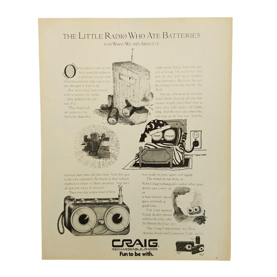 1971 Craig Rechargeable Radios Vintage Print Ad What We Did About It - Etsy