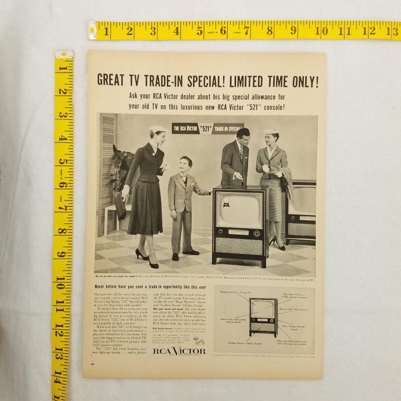 1955 RCA Victor Television Vintage Print Ad 521 Console Ask Your Dealer ...