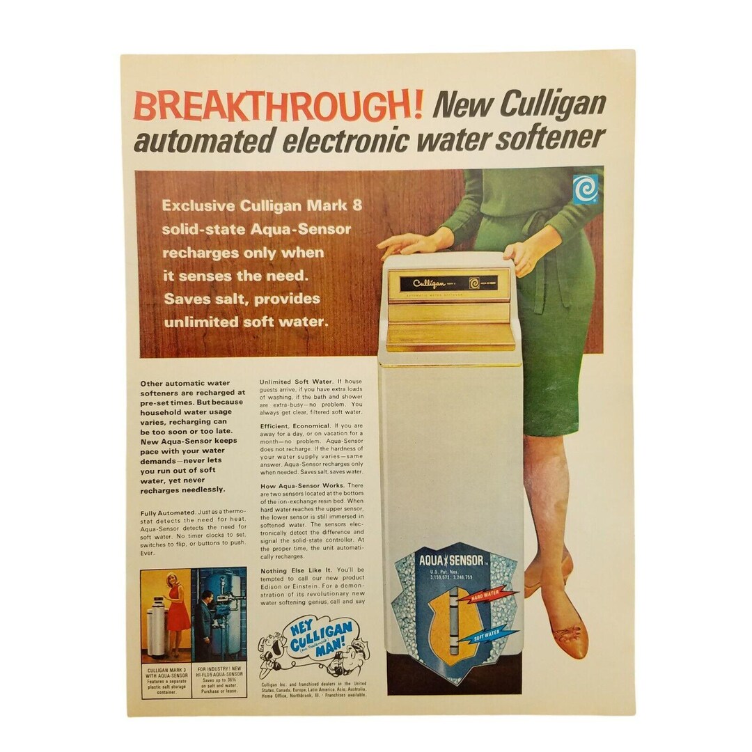 1967 Culligan Mark 8 Water Softener Vintage Print Ad Automated ...