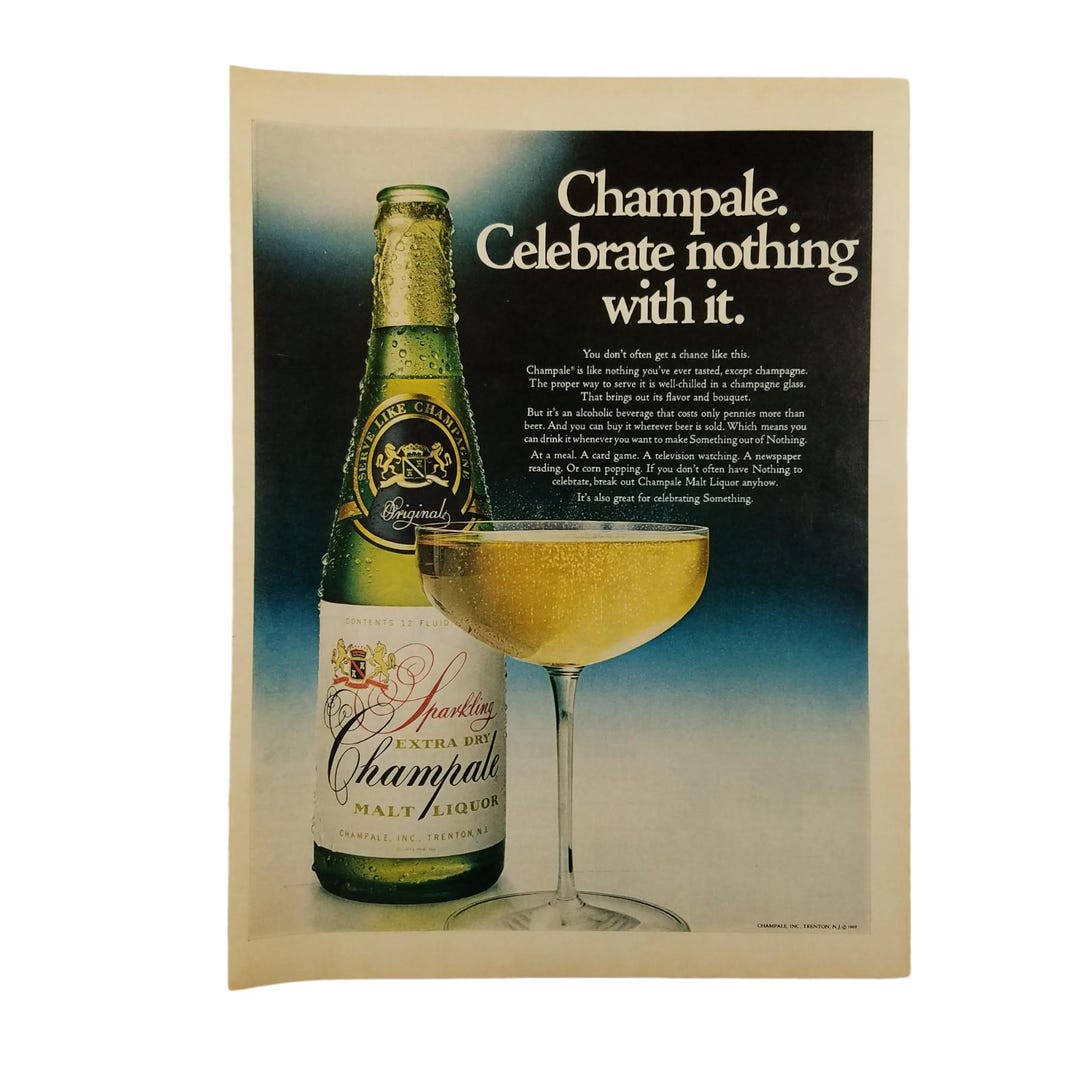 1969 Champale Malt Liquor Vintage Print Ad Celebrate Nothing With It - Etsy