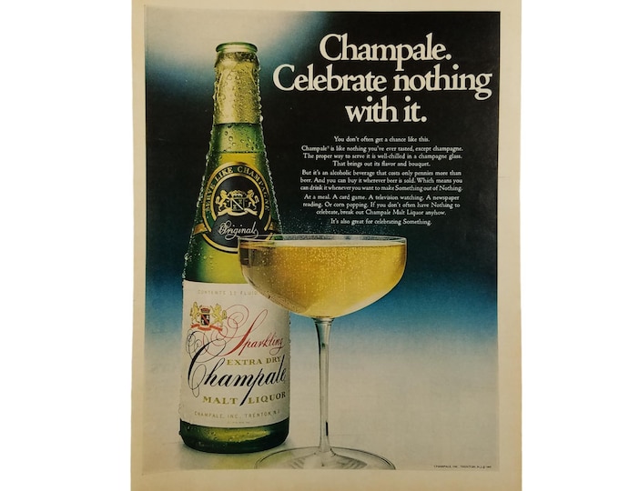 1969 Champale Malt Liquor Vintage Print Ad Celebrate Nothing With It - Etsy