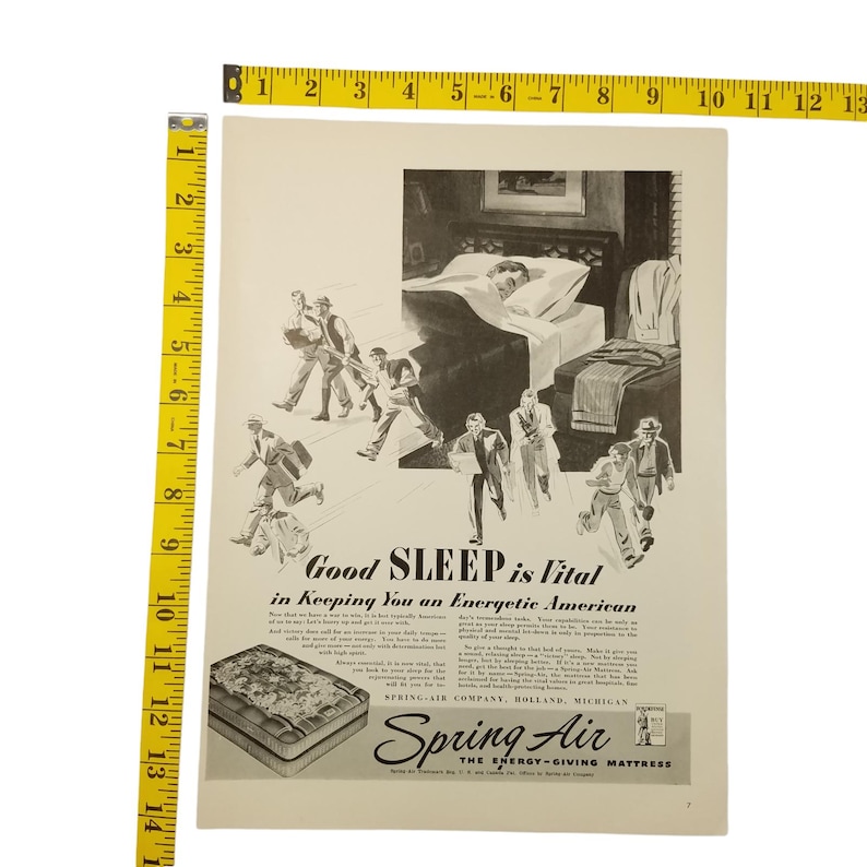 1942 Spring Air Mattress Vintage Print Ad Good Sleep is Vital Keeping ...