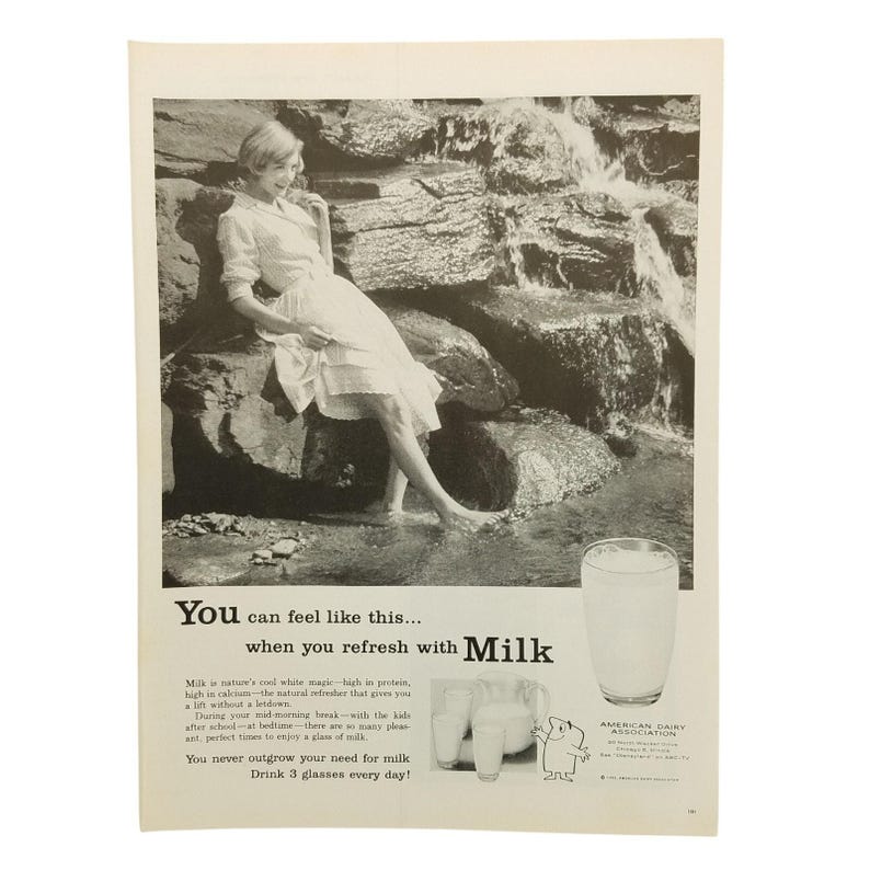 1956 American Dairy Association Vintage Print Ad Refresh With Milk - Etsy