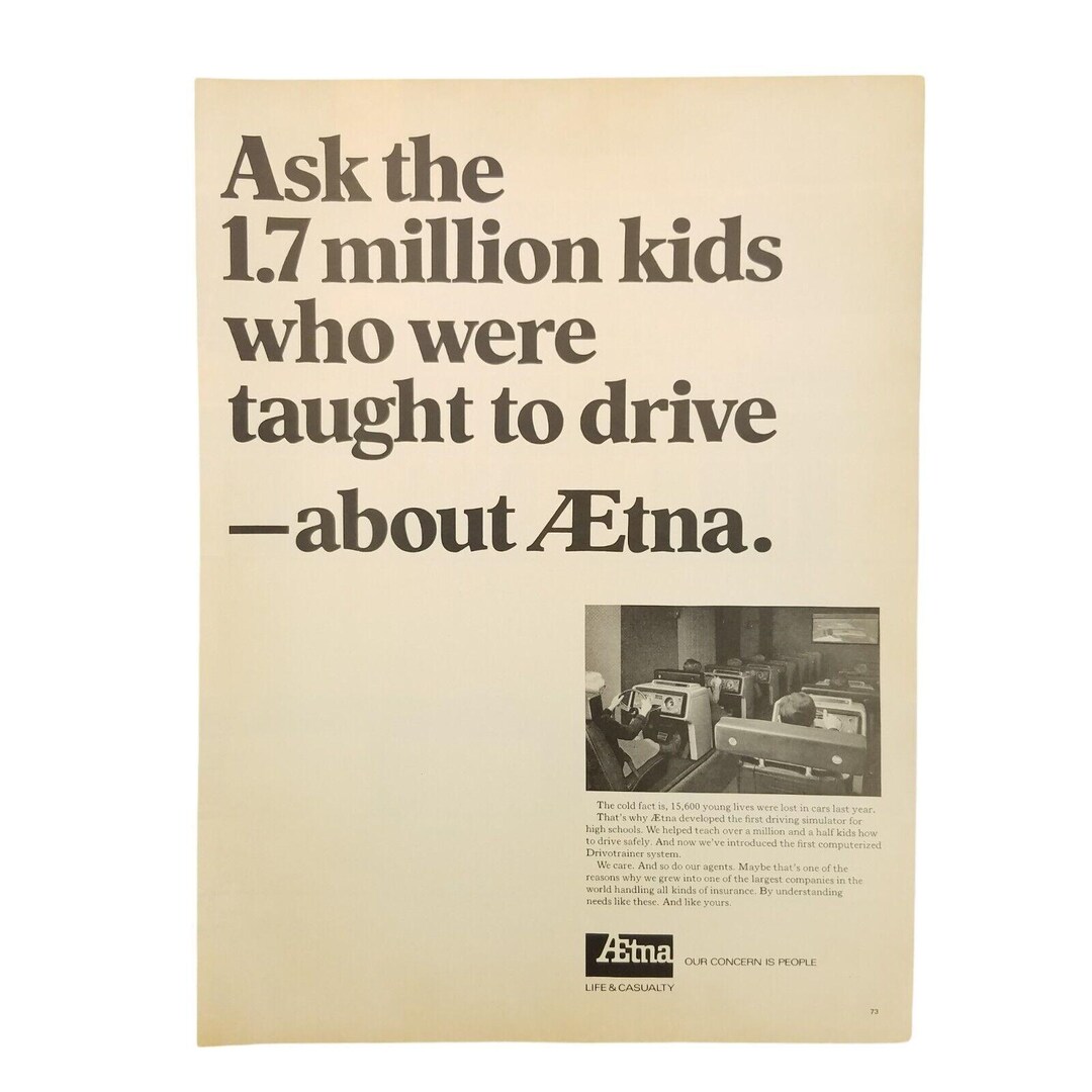 1969 Aetna Insurance Vintage Print Ad Ask the Kids Who Were Taught to ...