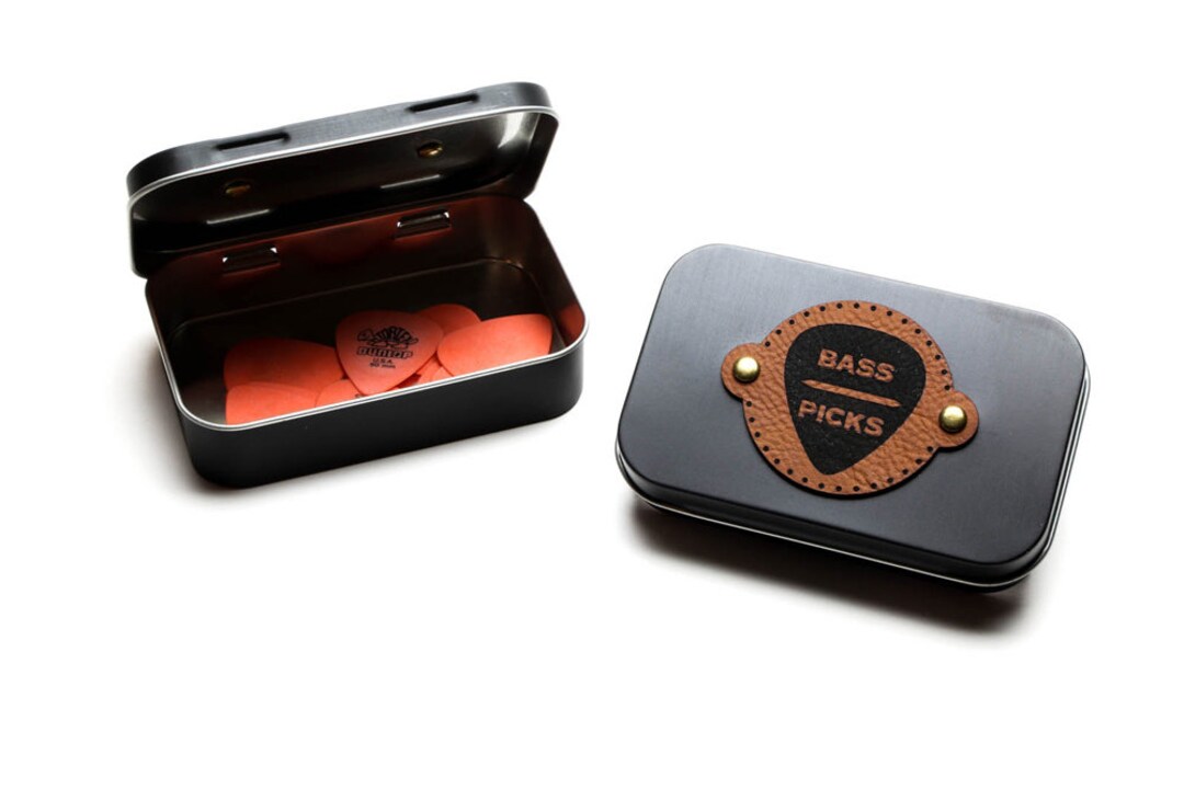 Deluxe Pick Tin With Leatherette Badge Bass Picks - Etsy