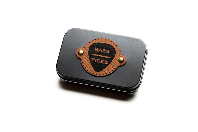 Deluxe Pick Tin With Leatherette Badge Bass Picks - Etsy