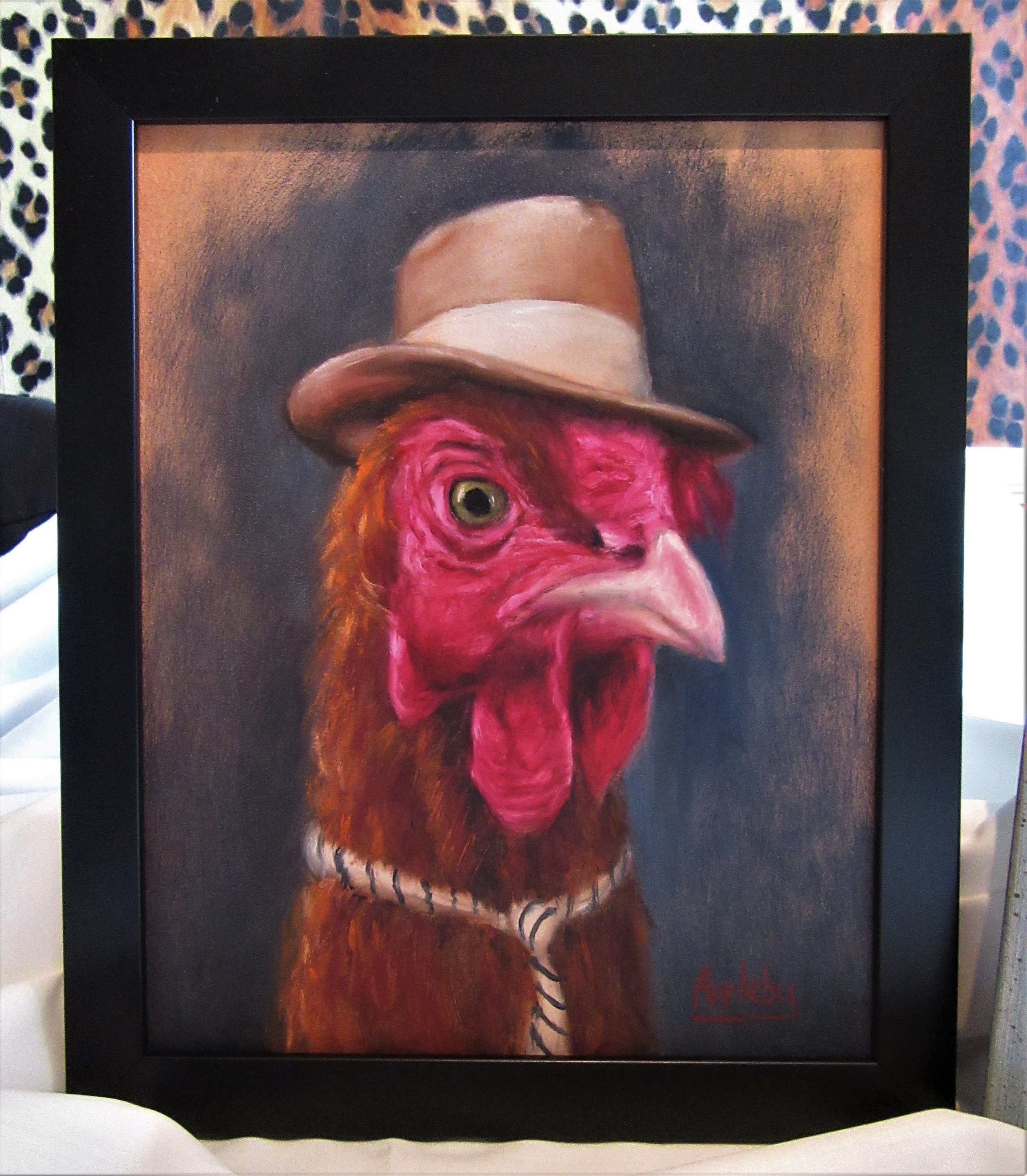Oil Painting Portrait of a Rooster Gangster johnny Tight - Etsy