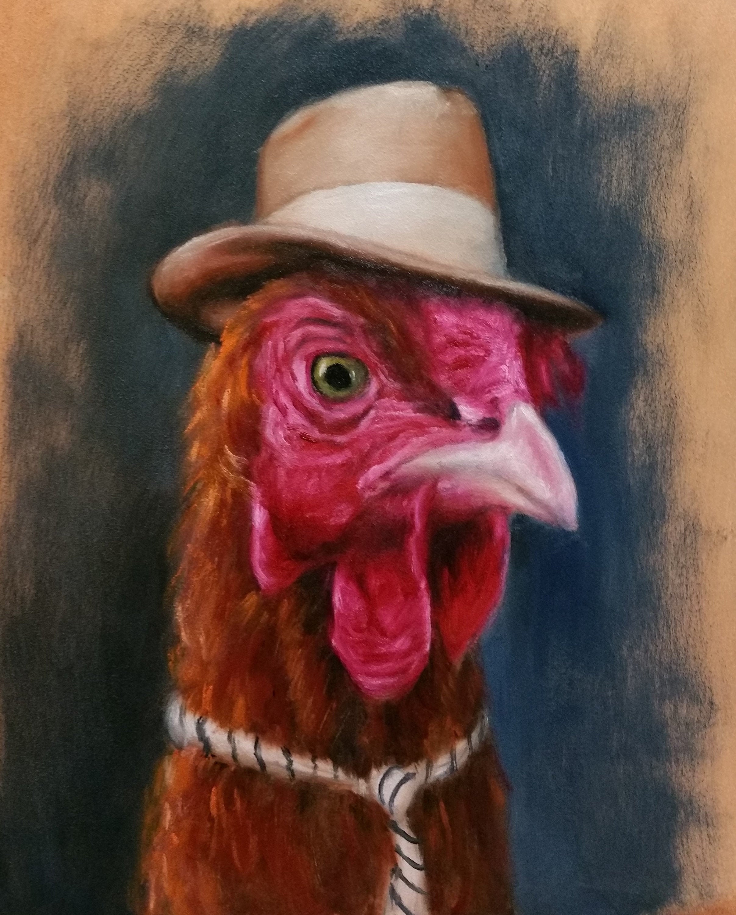 Oil Painting Portrait of a Rooster Gangster johnny Tight - Etsy