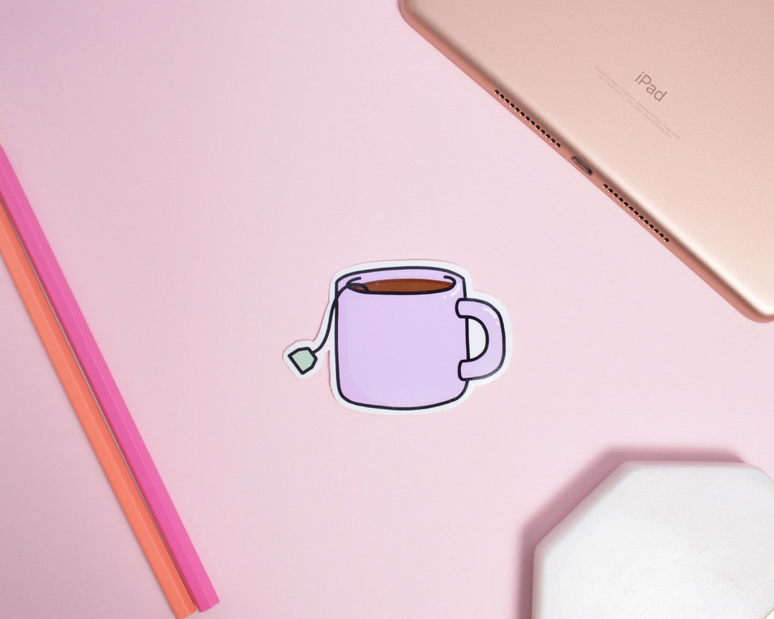 Tea Mug Sticker, Glossy Waterproof Water Bottle Sticker, Laptop Sticker ...