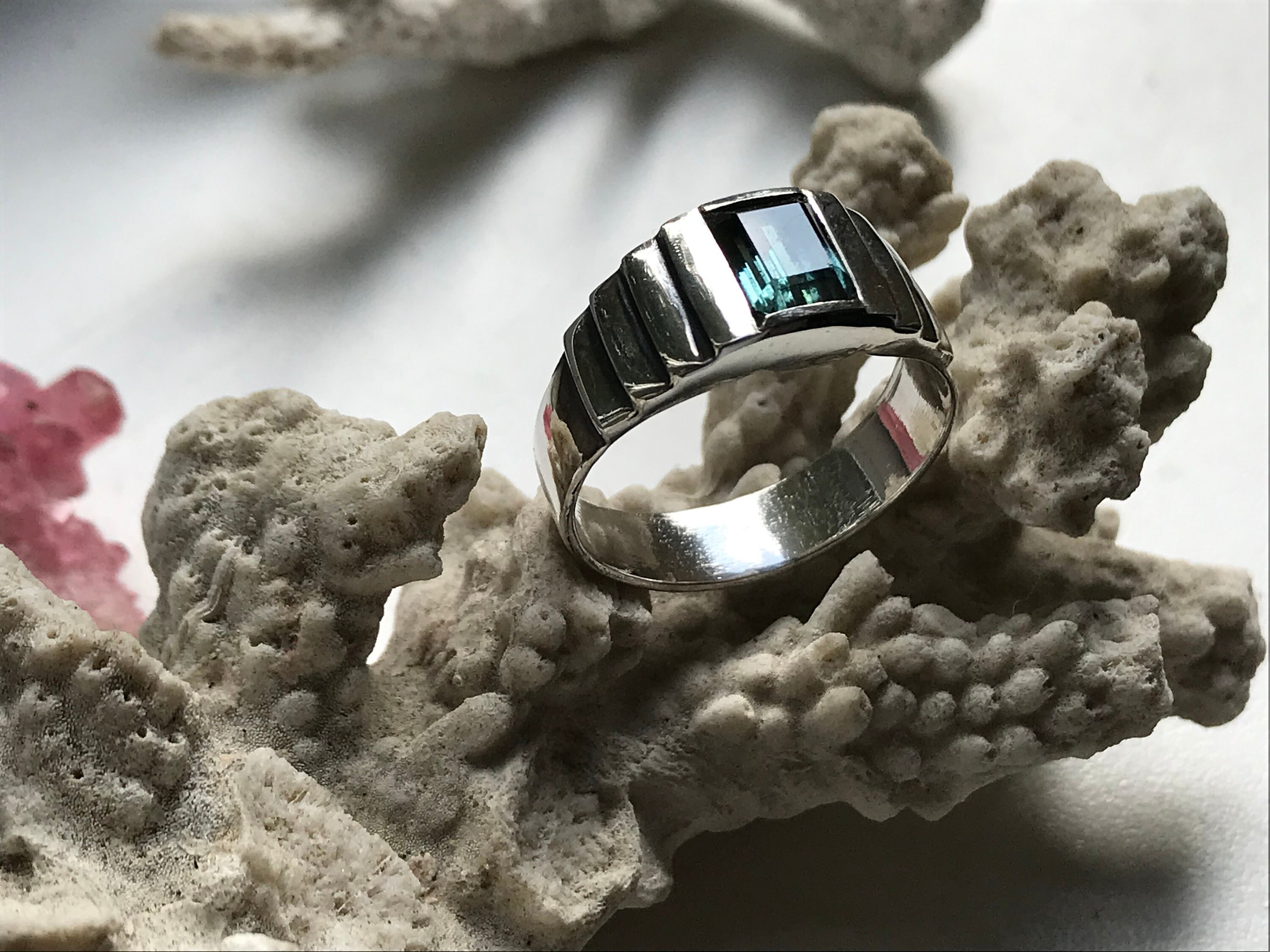 Natural Blue Tourmaline 925 Sterling Silver Mens Ring Statement ...