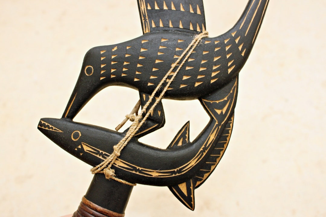 Hand Carved Tribal Frigate Bird Hunting Sculpture Decor Ornament ...