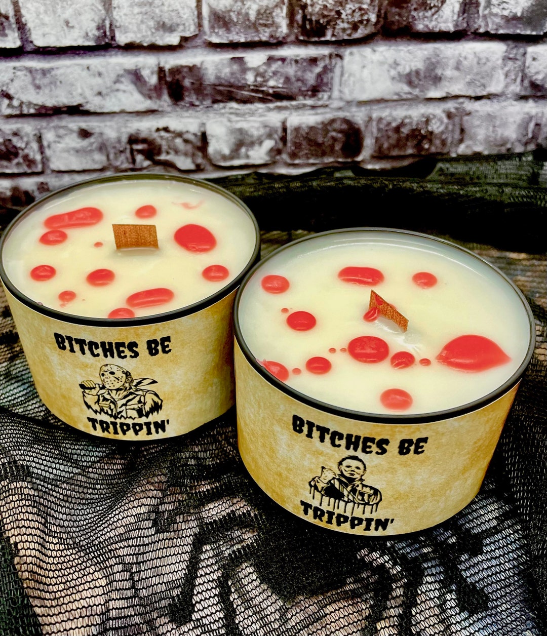 Halloween Slasher Candles “trippin” With Blood Spatter in Matte Black ...