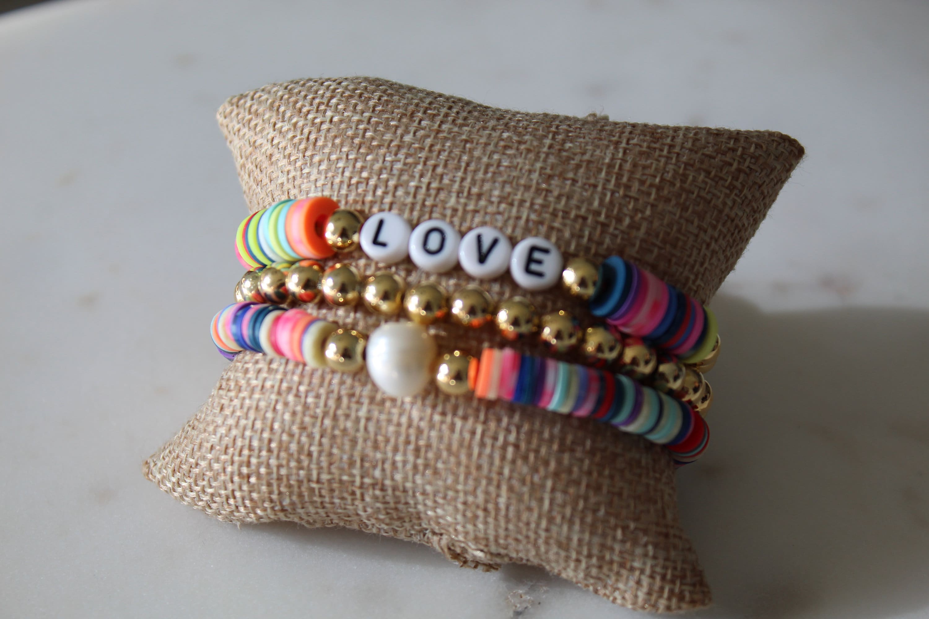 Colorful Flat Clay Bead Bracelets Etsy