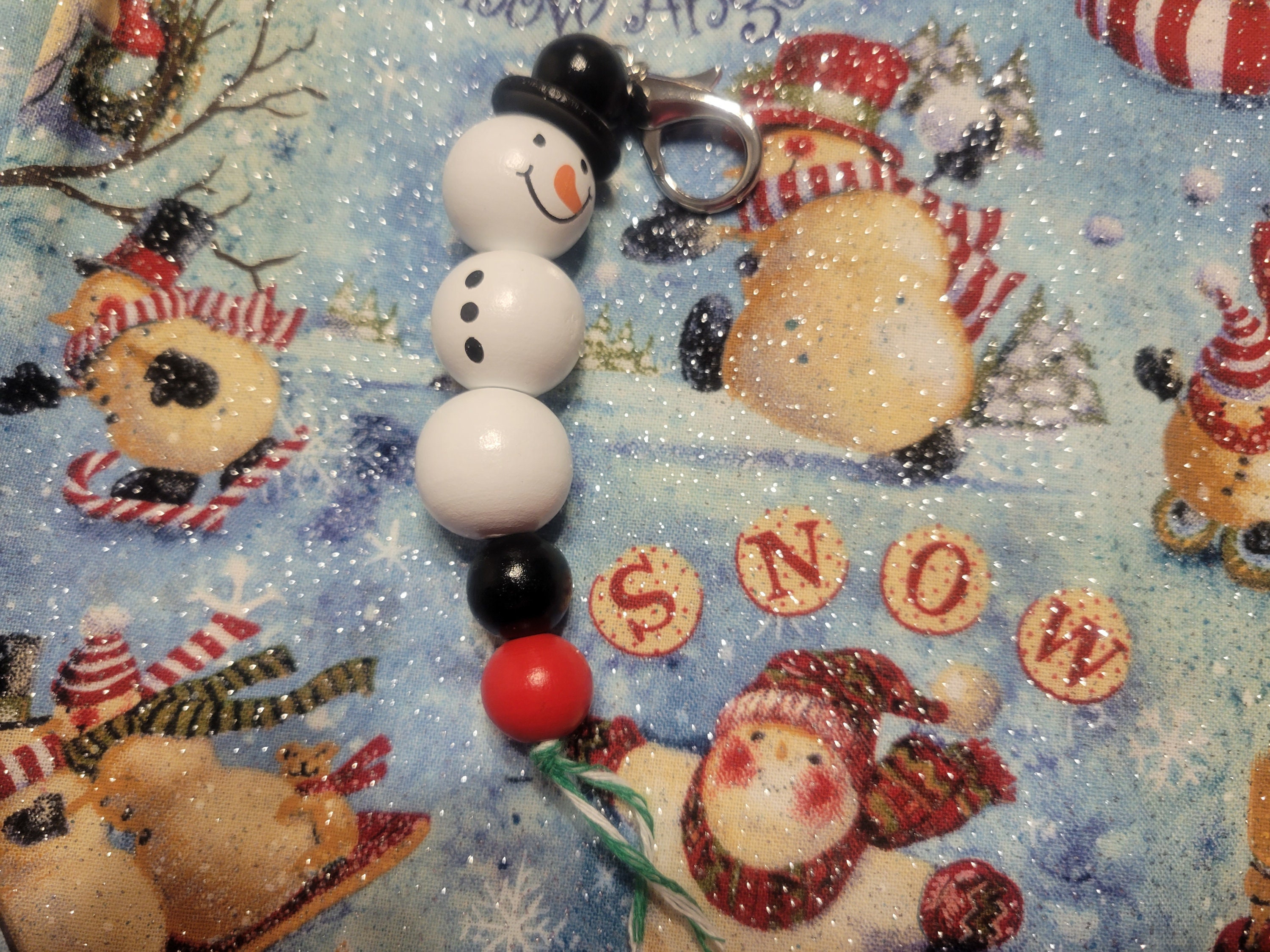 Snowman Beaded Scissor Fob/keychain - Etsy