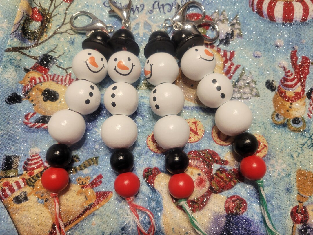 Snowman Beaded Scissor Fob/keychain - Etsy