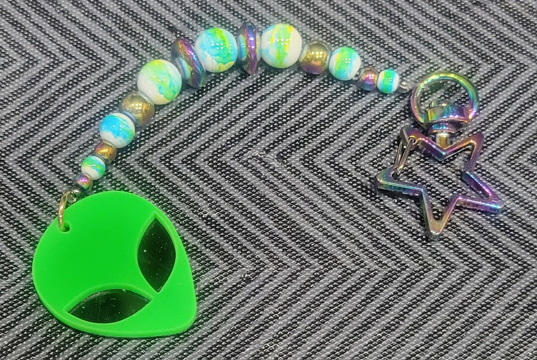 Alien Head Beaded Scissor Fob With Star Shaped Lobster Claw - Etsy