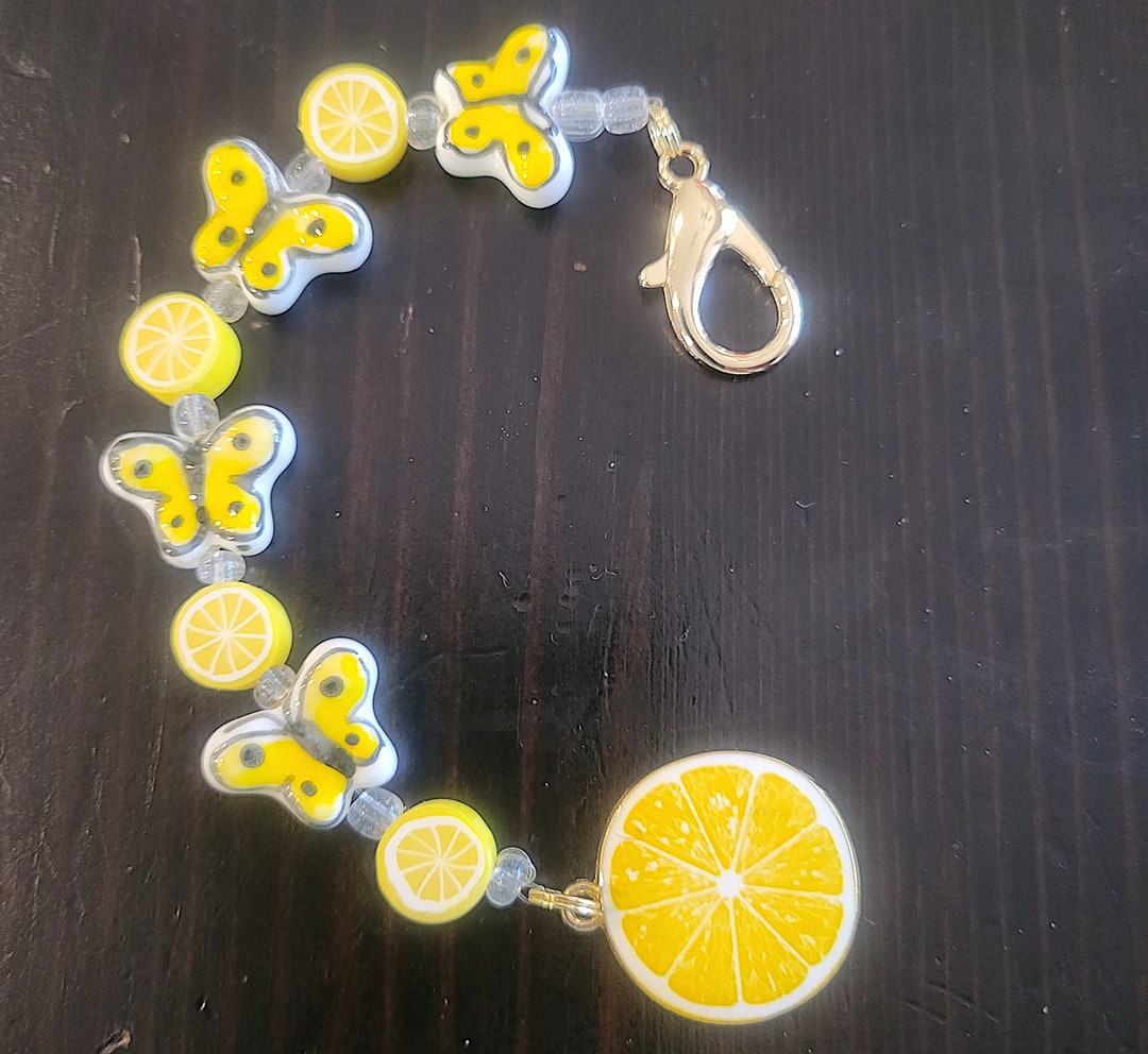 Butterfly and Lemon Slice Beaded Scissor Fob or Keychain - Etsy