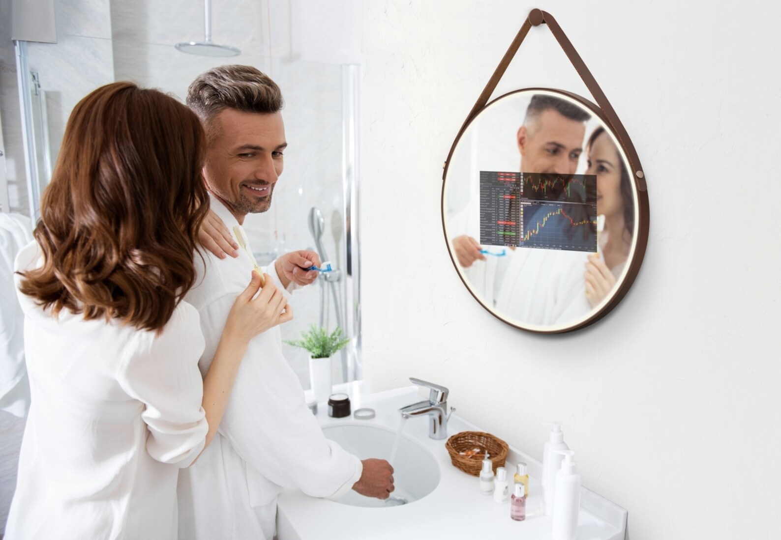 Smart Mirror LED and Touch Screen With Leather Strap - Etsy