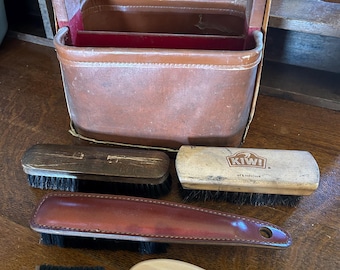 Primitive Wooden Shoe Shine Box With Brushes, Vintage, Shoe Polish Box ...