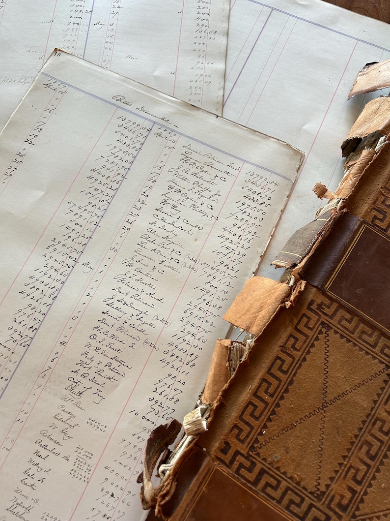 1865-1869 Authentic Antique Large Bank Ledger Pages - Etsy